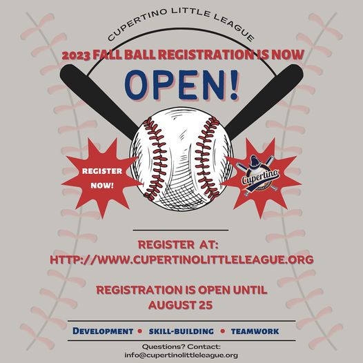 Fall Ball 2023 Registration Open – Cupertino Little League